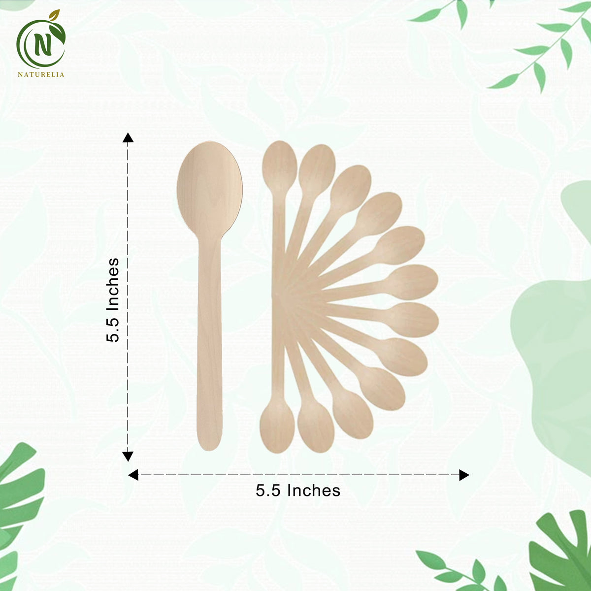 Naturelia Palm Leaf Wood Spoons Pack - Natural Wood Style Dinnerware